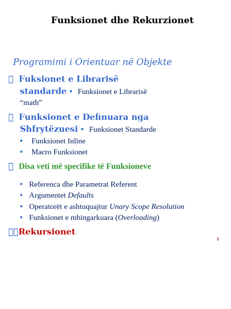 Funksionet, Rekurzionet | PDF