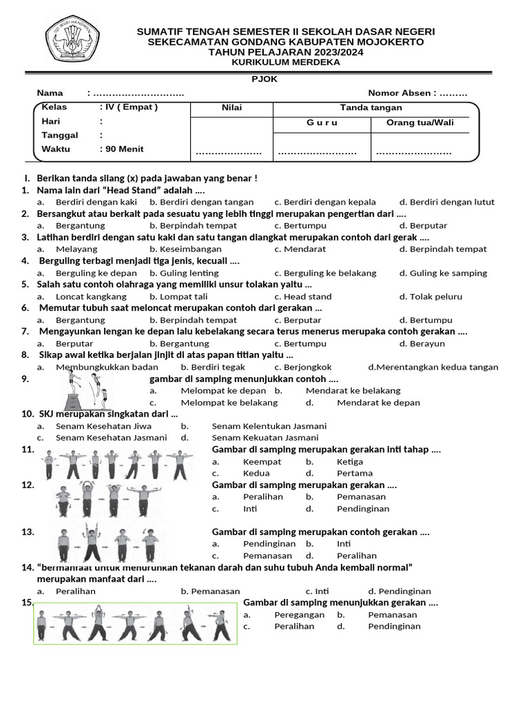 SOAL PTS PJOK KELAS 4 | PDF