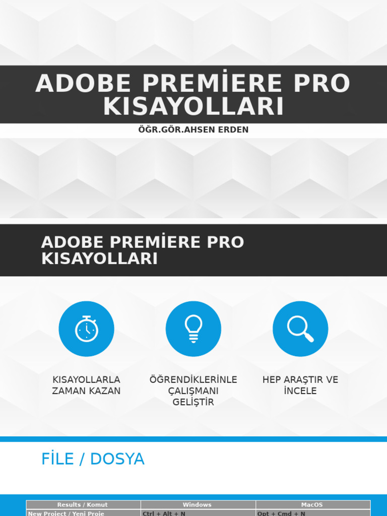Adobe Premiere Pro Kisayollari | PDF Adobe Premiere Pro Kisayollari | PDF