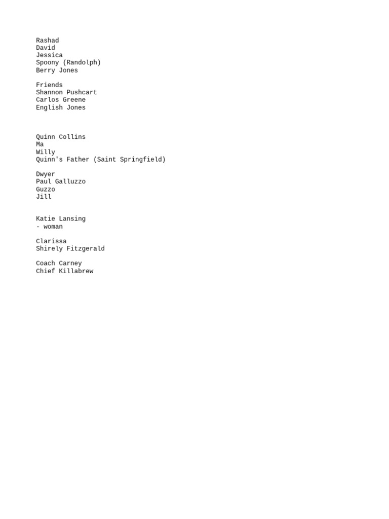 All American Boys Character List | PDF | Religion & Spirituality