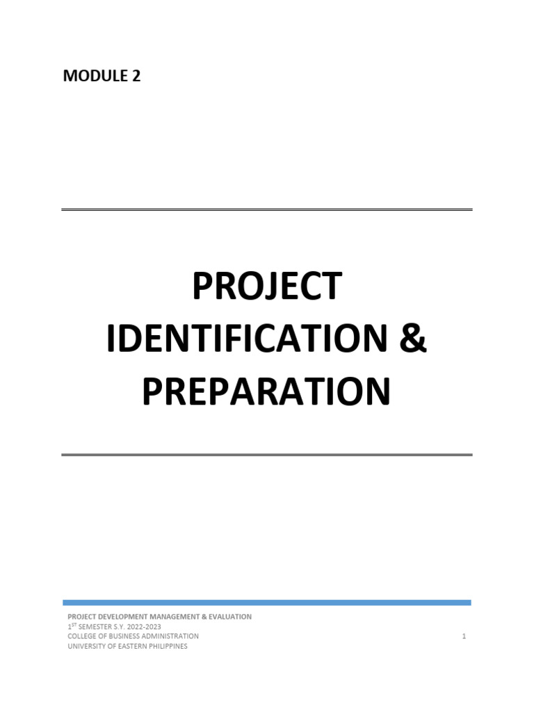 MODULE 2 Project Identification & Preparation | PDF | Equity (Finance ...