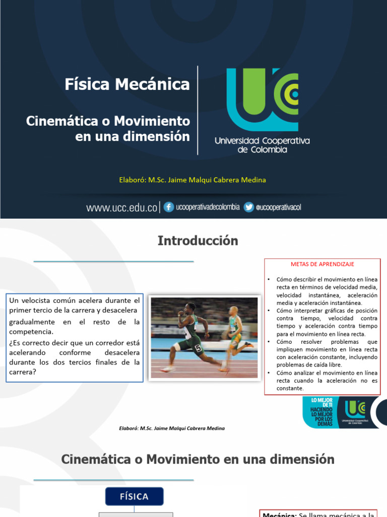 Clase 2. Cinematica en Una Dimension | PDF | Aceleración | Velocidad