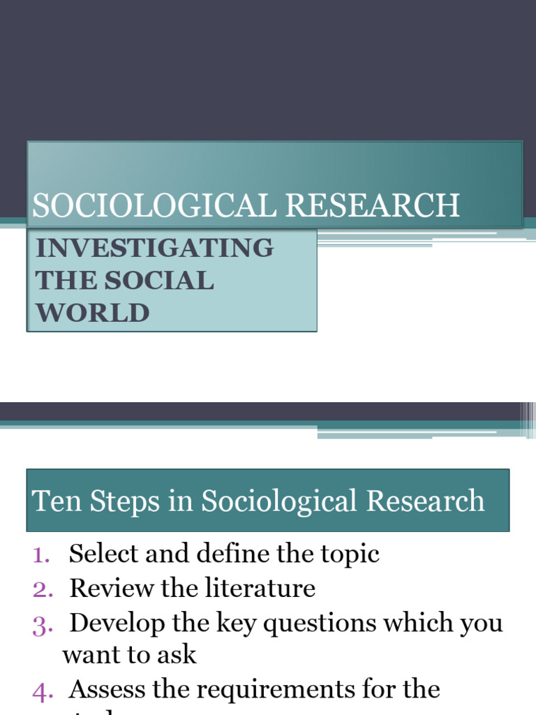Ten Steps in Sociological Research | PDF