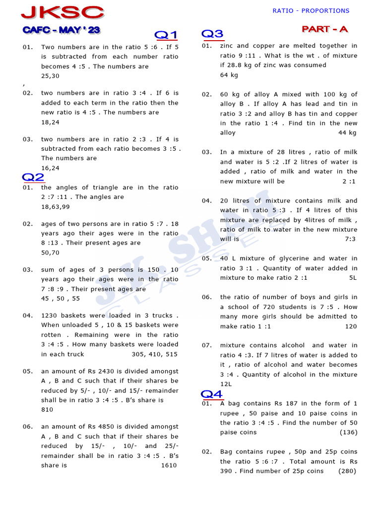 CAFC - Ratio - Proportion - Q Set | PDF | Wage | Employment