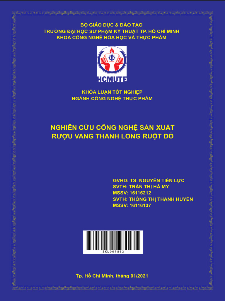 Nghien Cuu Cong Nghe San Xuat Ruou Vang Thanh Long Ruot Do | PDF