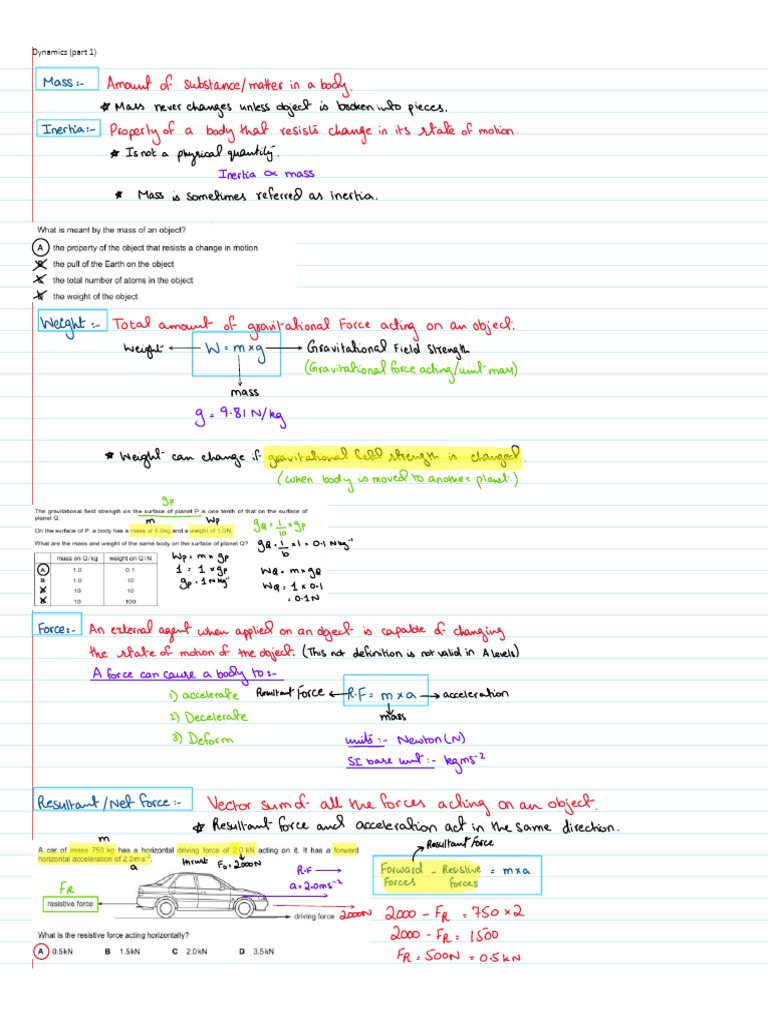 Dynamics Notes Combined | PDF