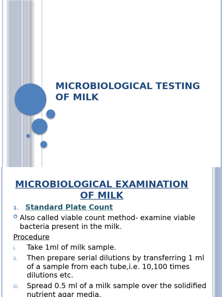Microbiological Testing Methods for Milk | PDF | Milk