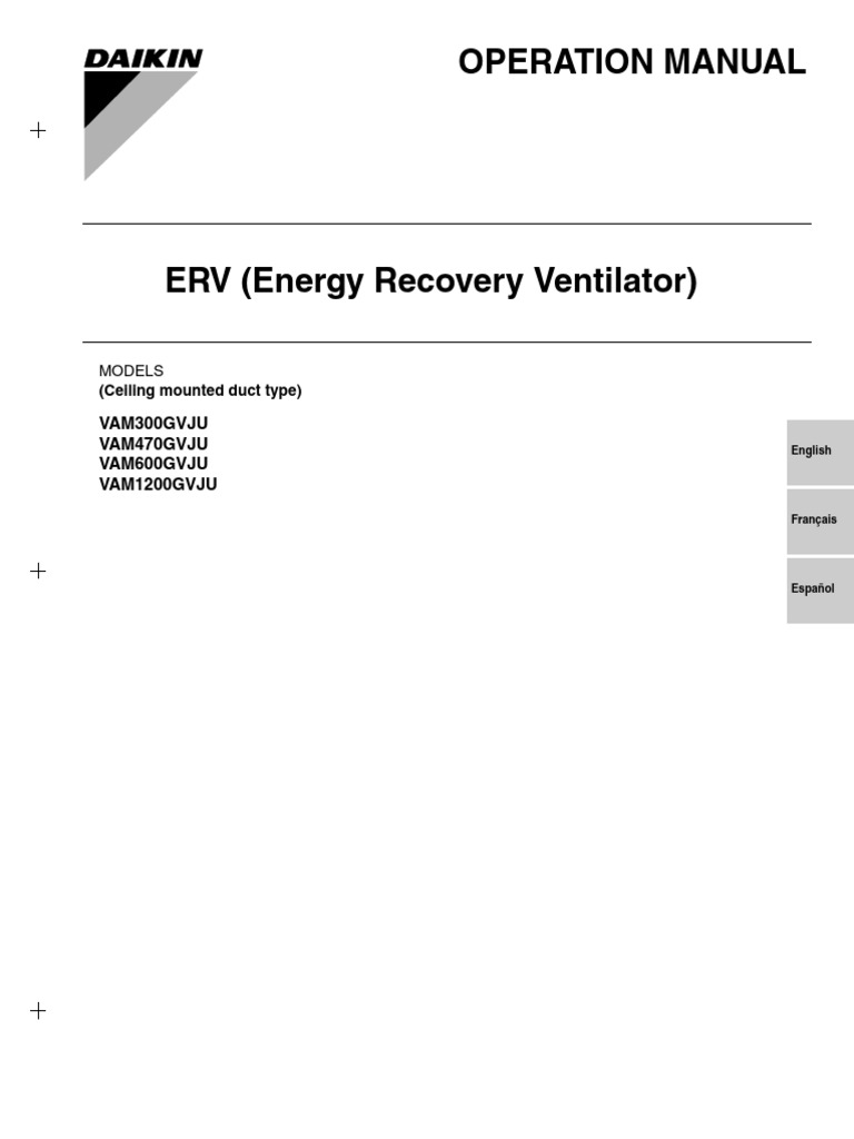 Daikin ERV Operation Manual Guide | PDF | Duct (Flow) | Ventilation ...