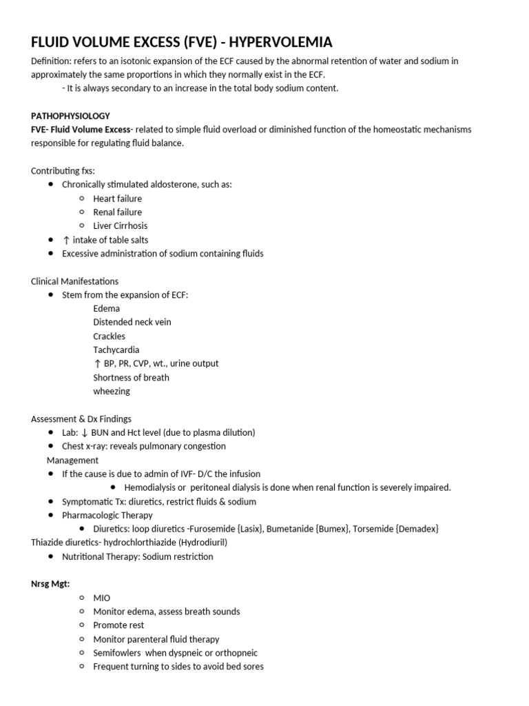3 F.E. - FVE and ELECTROLYTES NOTES 3 | PDF | Medical Specialties ...