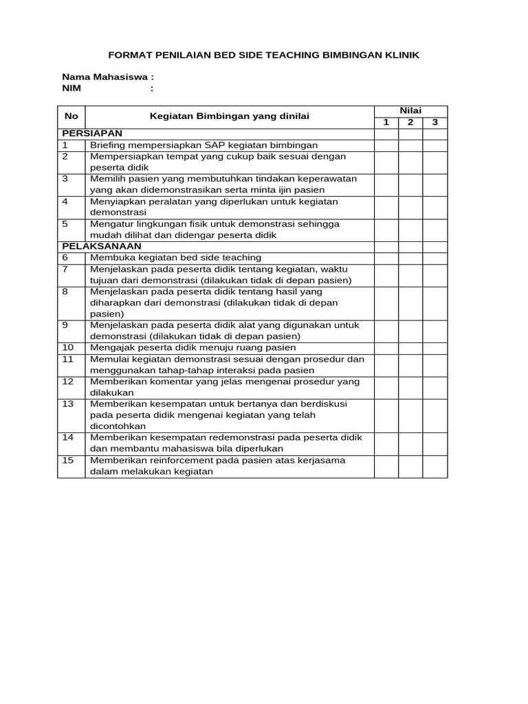 Form Penilaian BST Revisi 2020 | PDF