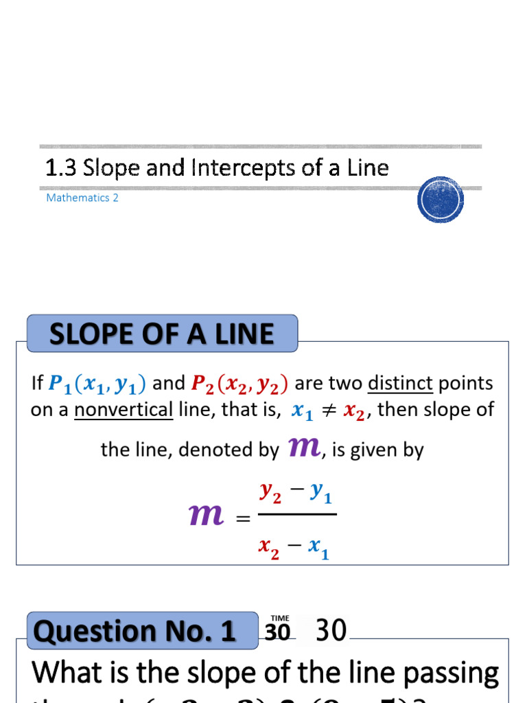 Slope and Intercepts of a Line | PDF | Applied Mathematics | Discrete ...