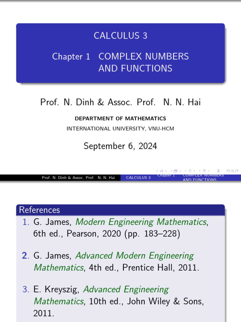 Cal3 - Complex Numbers and Functions - SLIDES (9-2024) | PDF | Complex Number | Square Root