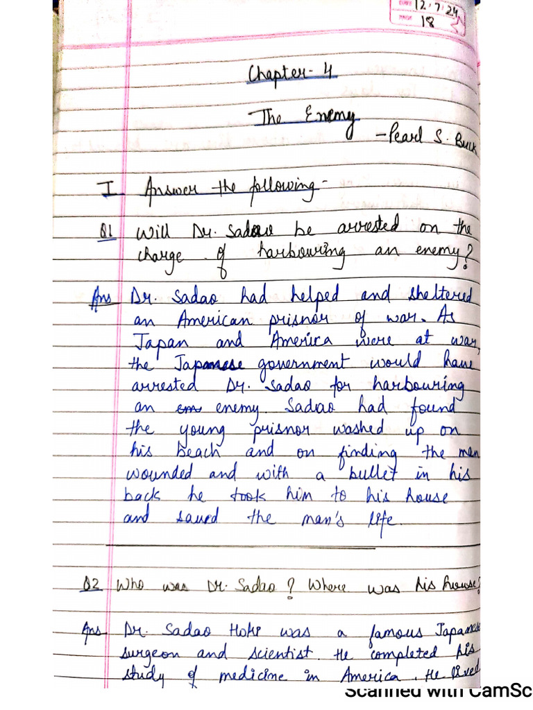 English The Enemy Notes Class 12 | PDF