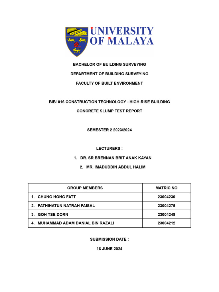 Concrete Slump Test Report for High-Rise | PDF | Concrete | Materials