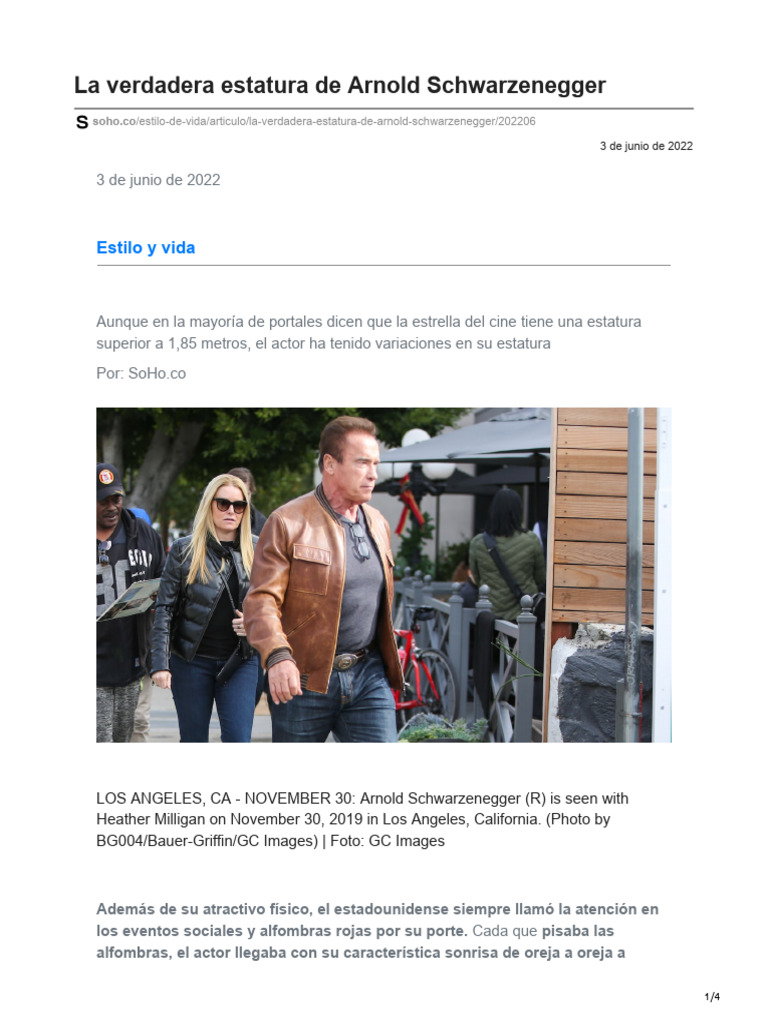 Soho - Co-La Verdadera Estatura de Arnold Schwarzenegger | PDF | Arnold Schwarzenegger