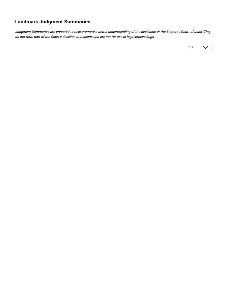 Landmark Judgment Summaries - Supreme Court of India - India | PDF ...