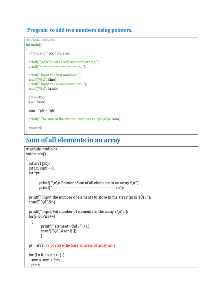Pointers Programs Pdf Pointer Computer Programming Integer Computer Science