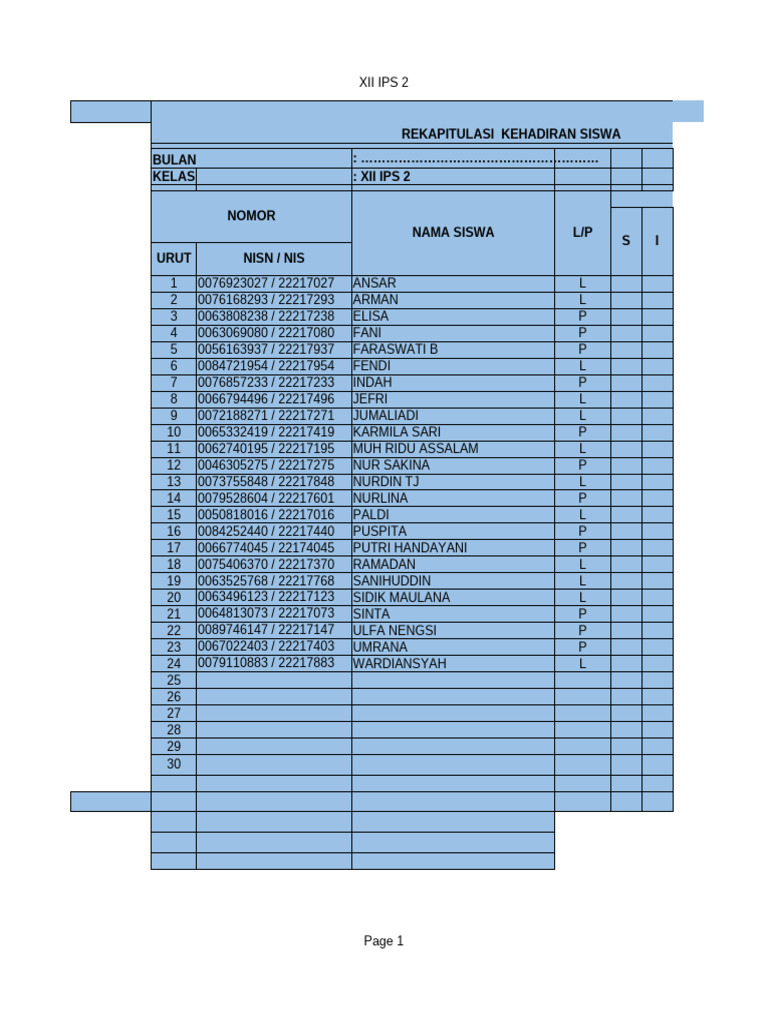Absensi - Untuk Guru Mapel | PDF