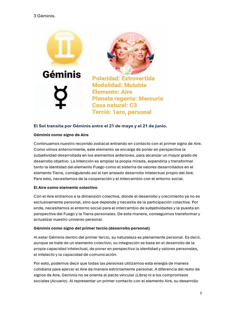 12 Géminis | PDF | Relaciones personales, crianza y desarrollo personal