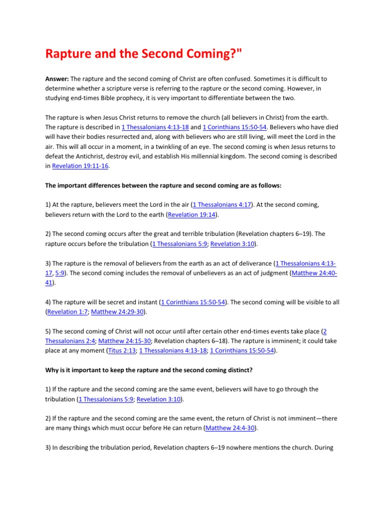 Rapture and The Second Coming | PDF | Rapture | Second Coming