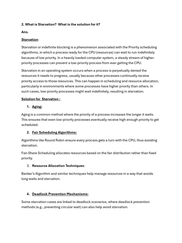 OSY Q.2 Starvation and RAID Levels Answers | PDF | Data | Computer Science