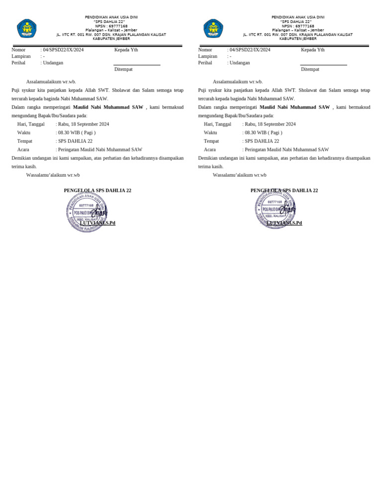 UNDANGAN Maulid d22 Rev | PDF