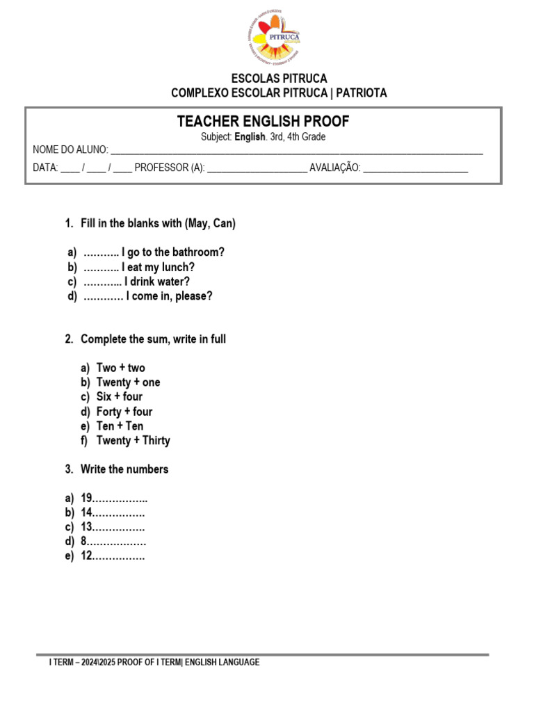 Modelo Das Provas Do Professor PDF 1 | PDF