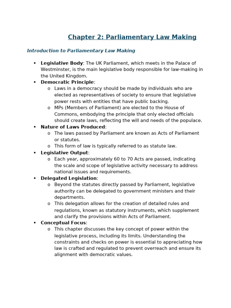 Understanding Parliamentary Law Making | PDF | Bill (Law) | House Of ...