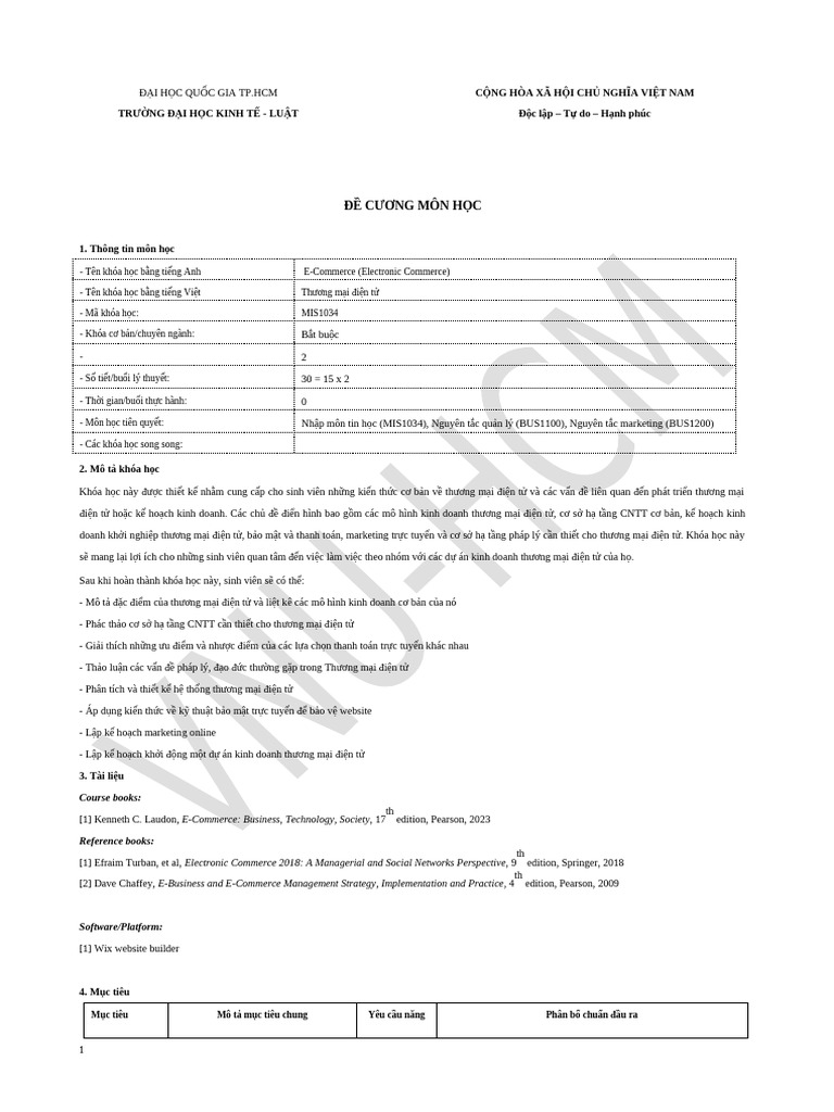 E-Commerce Course Syllabus | PDF