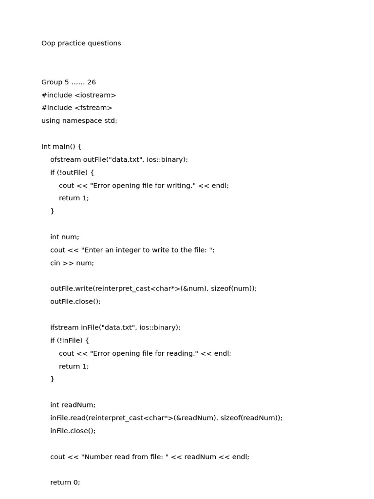 Oop Practice Questions | PDF | Computers