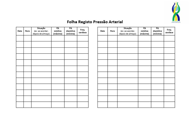 Folha Registo Pressão Arterial - Usf | PDF