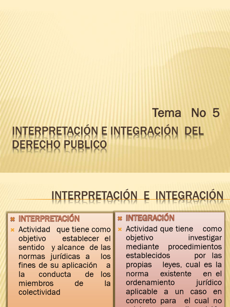 Tema No 5 INTERPRETACIÓN E INTEGRACIÓN DEL DERECHO PUBLICO | PDF