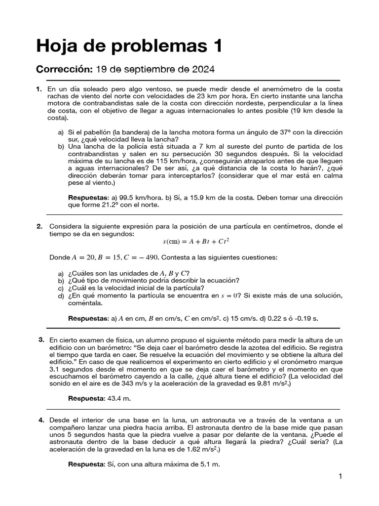Hoja 1 de problemas | PDF | Sistema de freno antibloqueo | Fricción