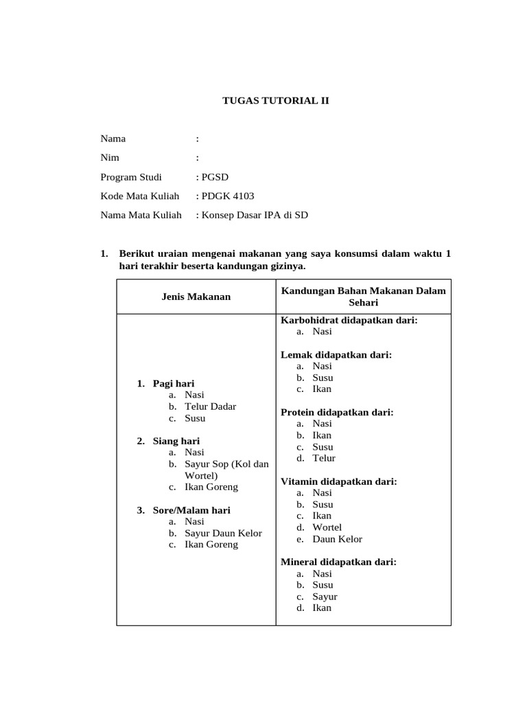 TUGAS TUTORIAL II Konsep Dasar Ipa | PDF