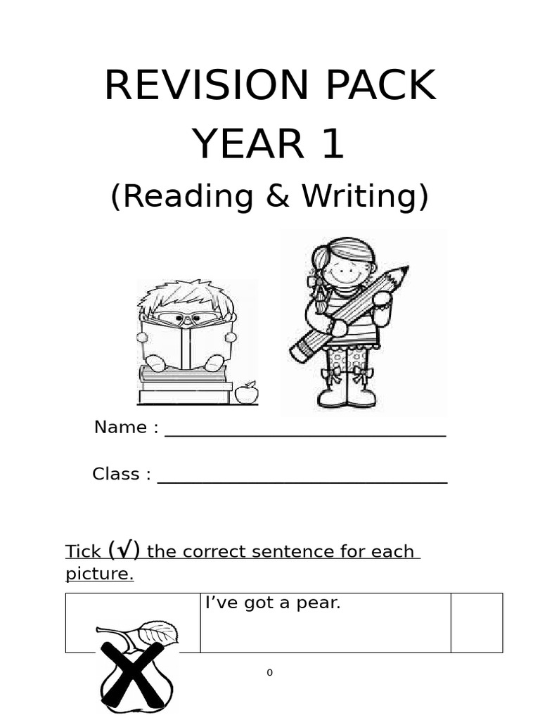 Yr 1 Revision Pack Reading and Writing 4 | PDF | Teaching Methods & Materials