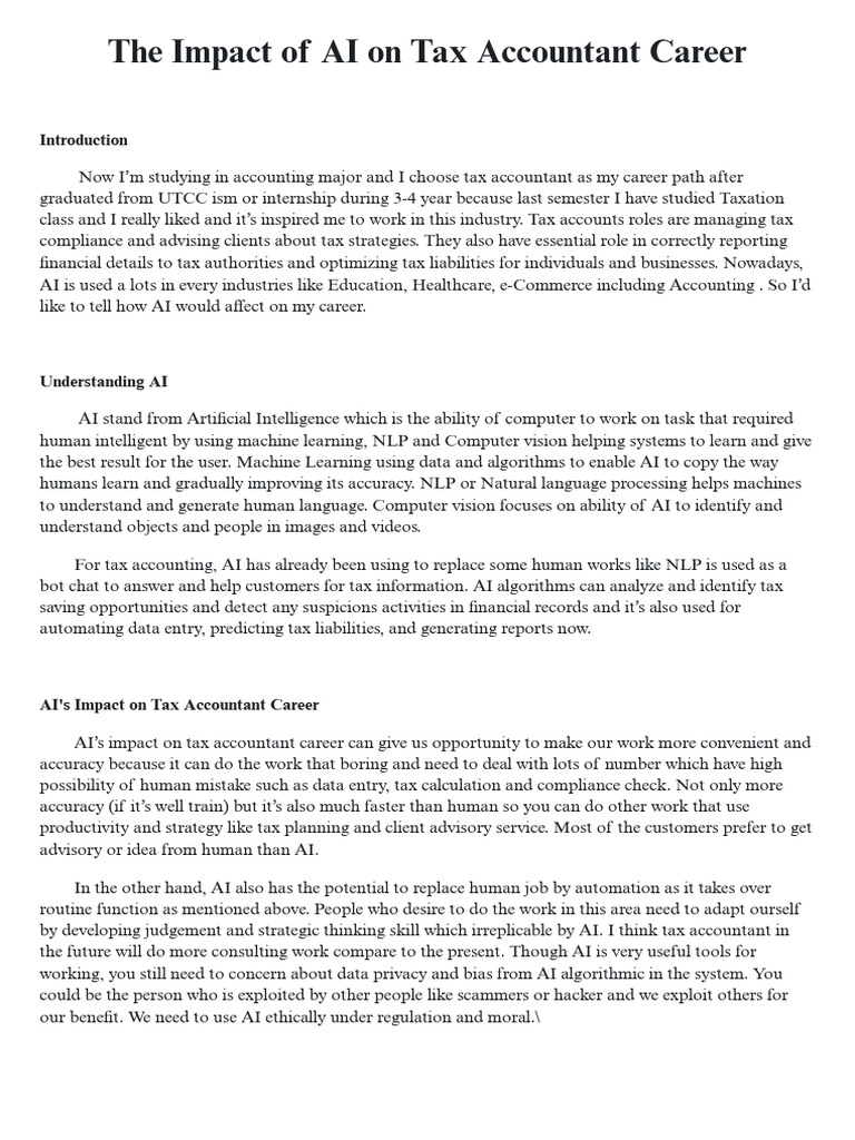 The Impact of AI On My Tax Accountant Career | PDF | Artificial ...