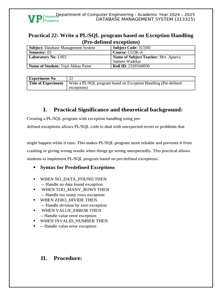 DMS Prac 22 | PDF | Pl/Sql | Sql