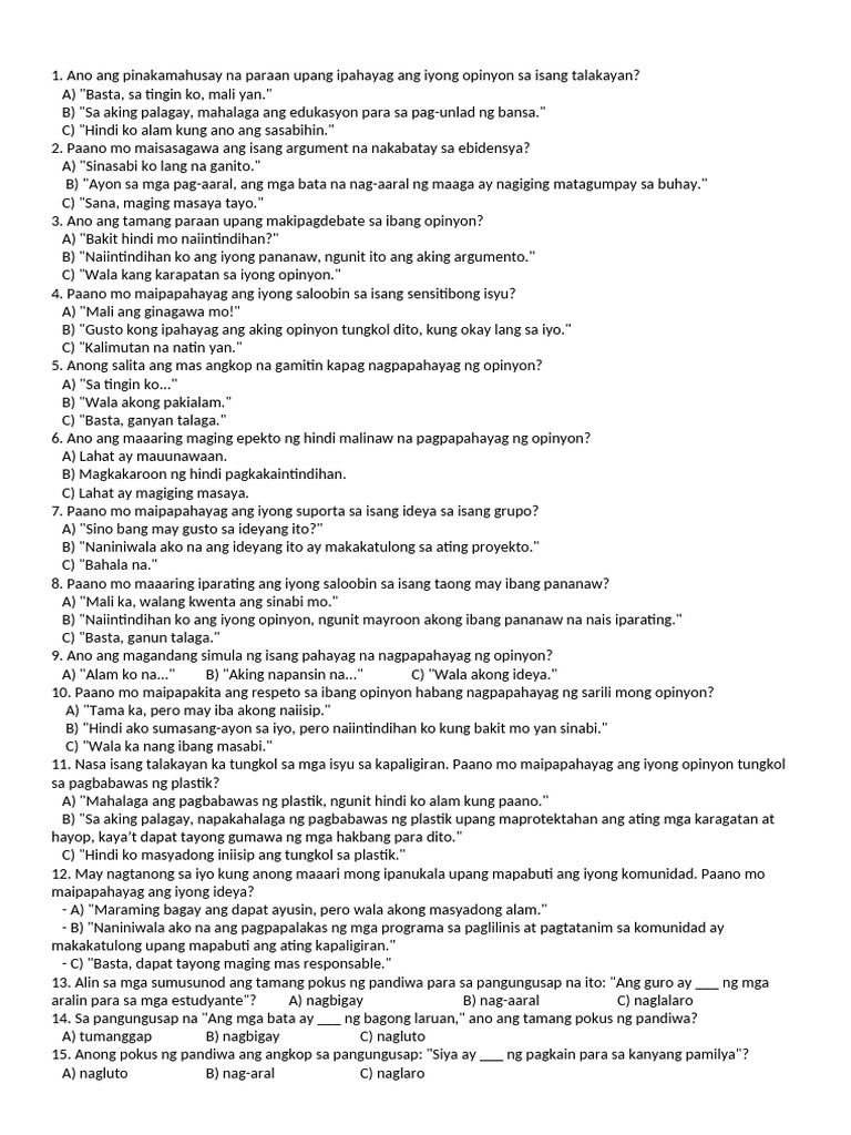 Fil 10 Exam Q1 Final | PDF