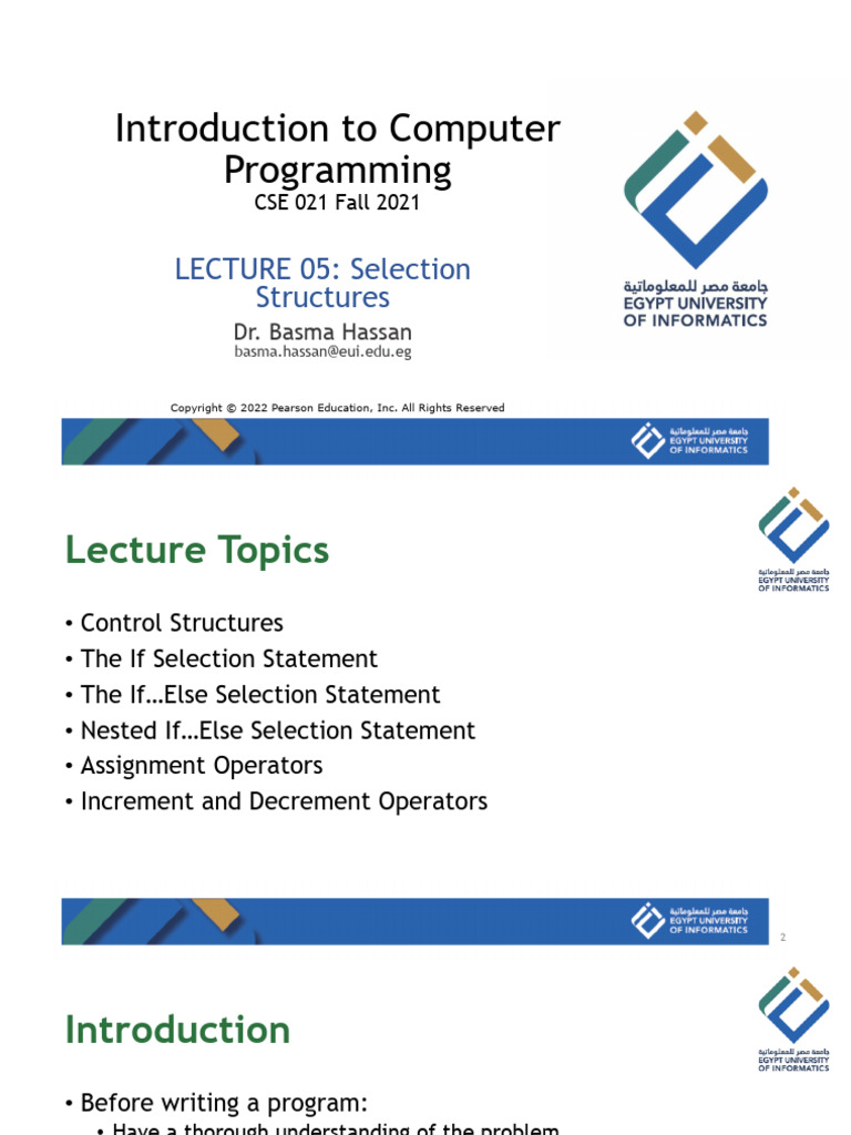 CSE 021 - Lec05 - Selection Structure - 23.11.21 | PDF | Control Flow | Algorithms