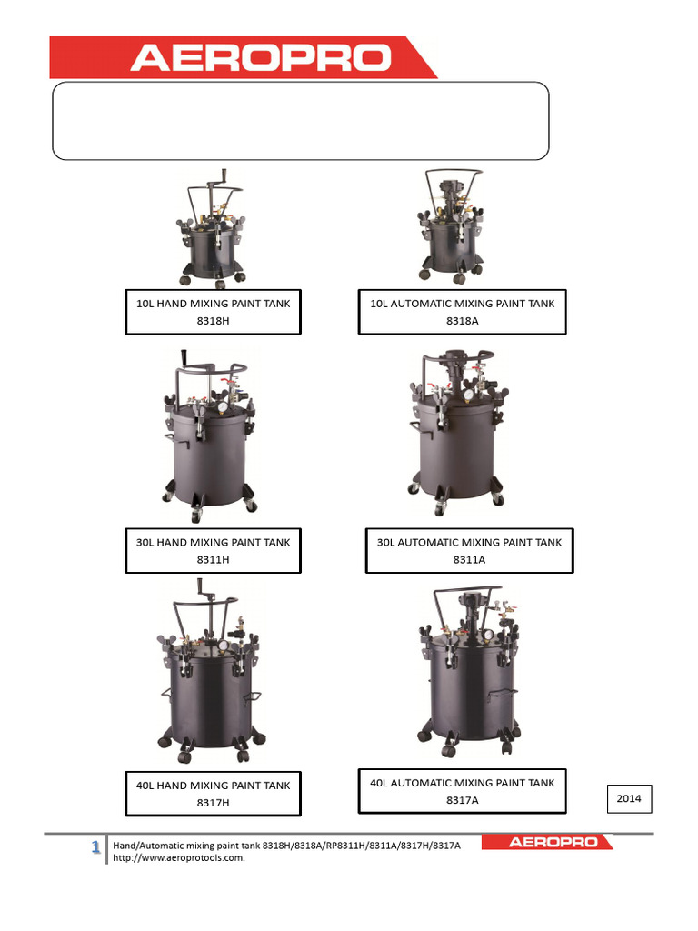 Aeropro Pressure Tank Manual (Rp8318a RP8318H Rp8317a RP8317H Rp8311a ...