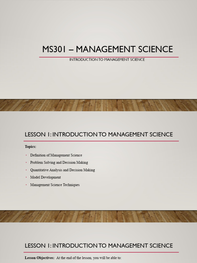 PRELIM - L1 - Introduction To Management Science | PDF | Linear ...
