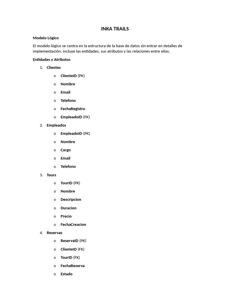 Inka Trails | PDF | SQL | Datos de computadora