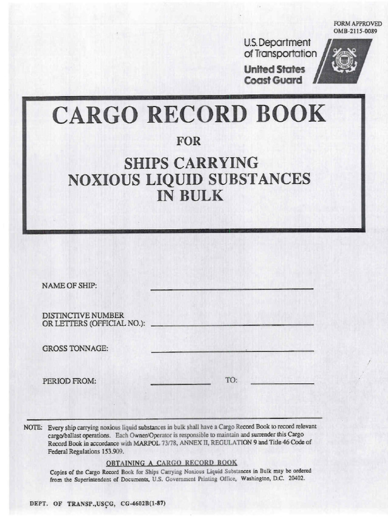 Cargo Record Book US | PDF