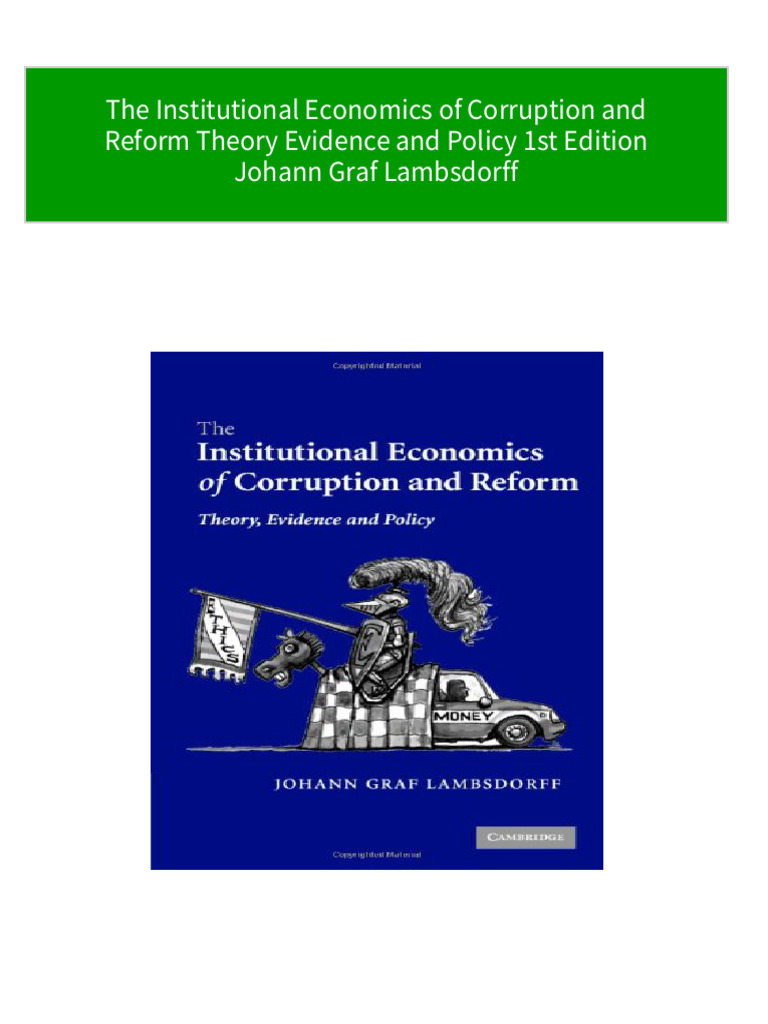 Instant Download The Institutional Economics of Corruption and Reform Theory Evidence and Policy ...