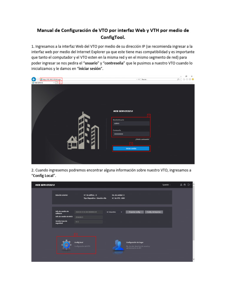 Configuración VTO y VTH vía Web y Tool | PDF | Aplicación web | Internet