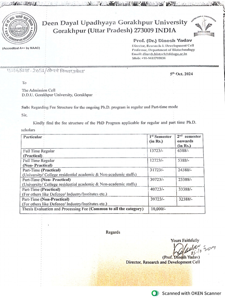 PHD Fee Structure | PDF