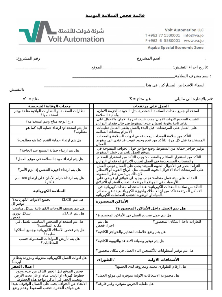 Daily Safety Inspection Checklist 2025 | PDF
