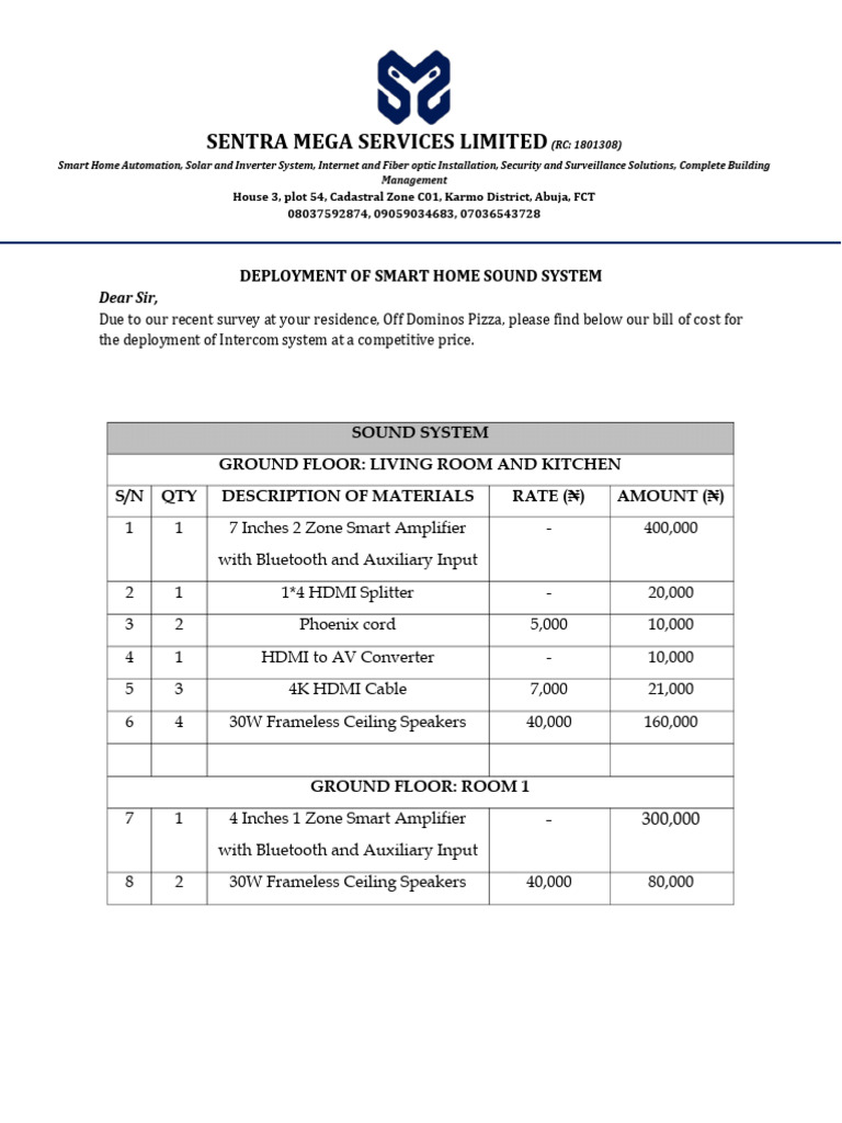 Sound System Bill For Apartment Off Dominos - 29092024 | PDF ...