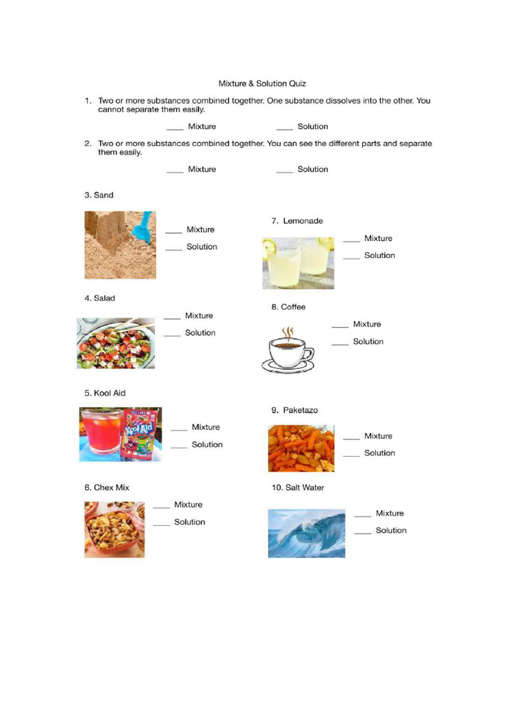 Mixture and Solution | PDF