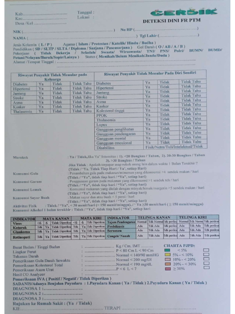 Lembar Screening PTM | PDF